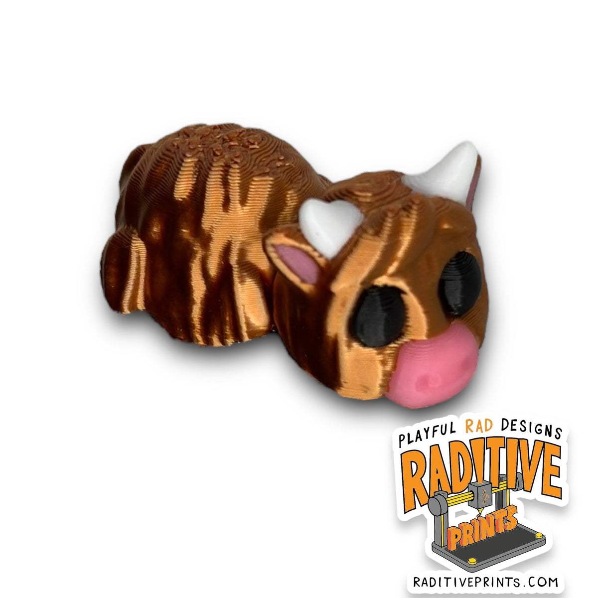 3D Printed Mini Highland Cow Fidget – Raditive Prints